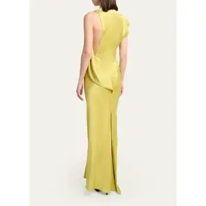 Victoria Beckham Sleeveless Draped Satin Gown