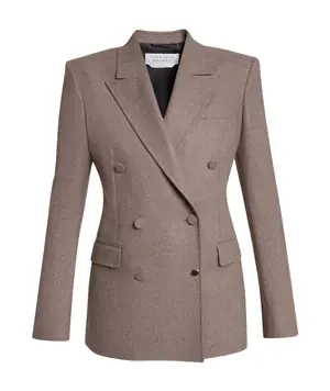 Gabriela Hearst Gavin Wool-cashmere Flannel Double-breasted Blazer Jacket - Walnut