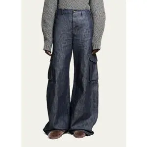 Gabriela Hearst Eos Cotton-linen Sculptural Flared Cargo Pants