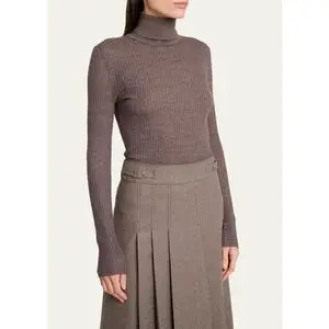 Gabriela Hearst Peppe Turtleneck Cashmere Rib Top