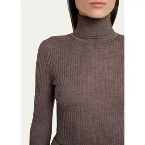 Gabriela Hearst Peppe Turtleneck Cashmere Rib Top