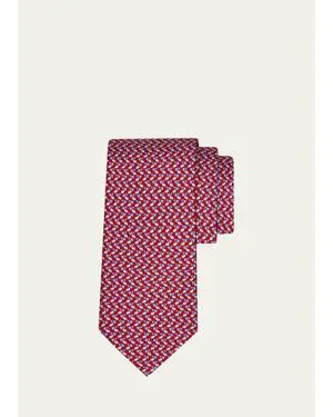 FERRAGAMO Pelican Micro-print Silk Tie - Rosso