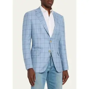 Kiton Windowpane Check Cashmere Sport Coat