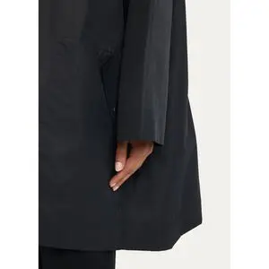 Eskandar Smaller Front Larger Back High Neck Raincoat With Button Away Hood Long Plus Length - Black