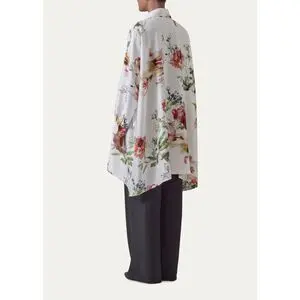 Eskandar Wide A-line Shirt With Collar Long Plus Length
