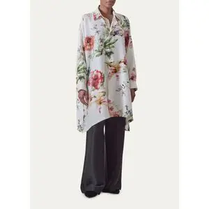 Eskandar Wide A-line Shirt With Collar Long Plus Length
