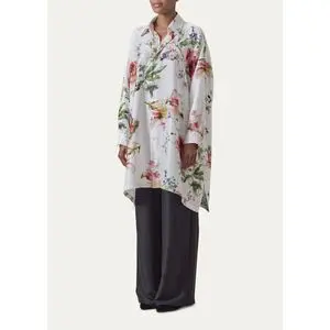 Eskandar Wide A-line Shirt With Collar Long Plus Length