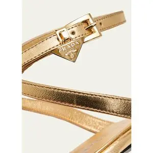 Prada 65mm Knotted Metallic Leather Sandals