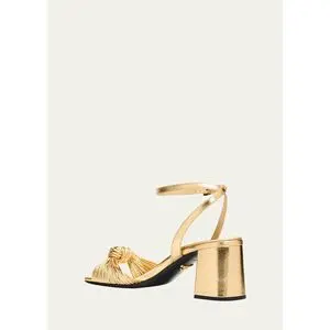 Prada 65mm Knotted Metallic Leather Sandals