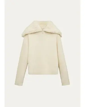 Loewe Knit Zip-up Sweater - Ecru