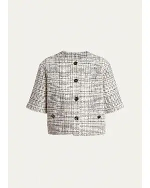 Valentino Garavani Boxy Tweed Short-sleeve Jacket - Vanilla