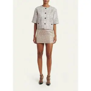 Valentino Garavani Boxy Tweed Short-sleeve Jacket - Vanilla