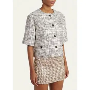 Valentino Garavani Boxy Tweed Short-sleeve Jacket - Vanilla