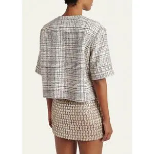 Valentino Garavani Boxy Tweed Short-sleeve Jacket - Vanilla