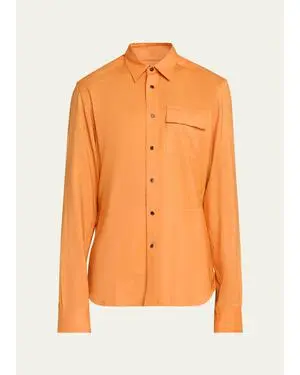 Kiton Cashmere Pocket Snap-placket Shirt - Orange