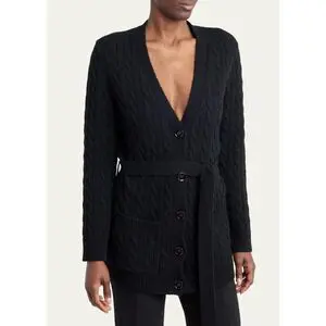 Valentino Garavani V-logo Cashmere Cable Knit V-neck Cardigan