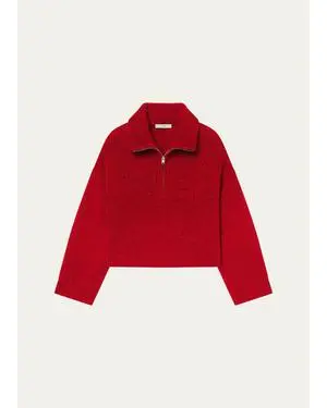 FRAME The Half-zip Marled Knit Sweater