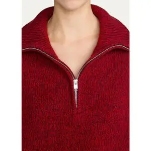 FRAME The Half-zip Marled Knit Sweater