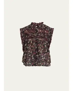 Isabel Marant Étoile Dersia Floral Ruffled Cotton Button-front Top