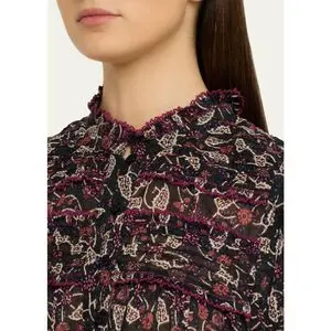 Isabel Marant Étoile Dersia Floral Ruffled Cotton Button-front Top