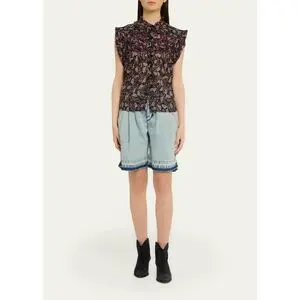 Isabel Marant Étoile Dersia Floral Ruffled Cotton Button-front Top
