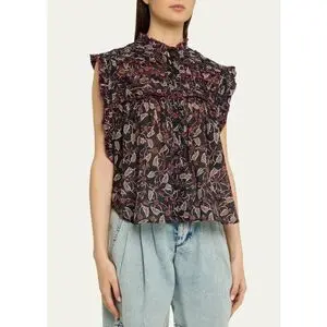 Isabel Marant Étoile Dersia Floral Ruffled Cotton Button-front Top