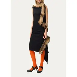 Loewe Lamb Shearling-trim Draped Asymmetric Midi Dress