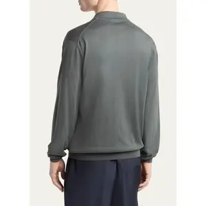 Giorgio Armani Silk And Cotton Johnny Collar Polo Sweater