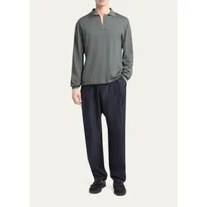 Giorgio Armani Silk And Cotton Johnny Collar Polo Sweater
