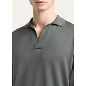 Giorgio Armani Silk And Cotton Johnny Collar Polo Sweater