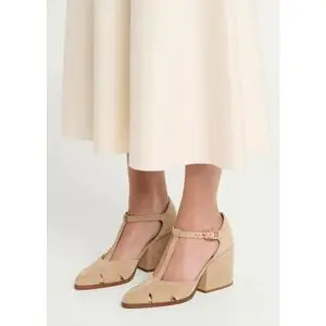 Gabriela Hearst 80mm Hawes Suede T-strap Sandals - Camel