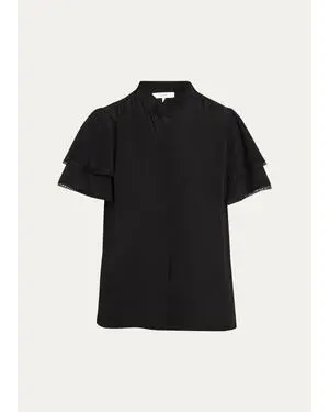 FRAME Arcadia Silk Short-sleeve Top