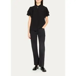 FRAME Arcadia Silk Short-sleeve Top