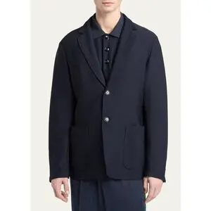 Giorgio Armani Seersucker Patch-pocket Blazer - Midnight