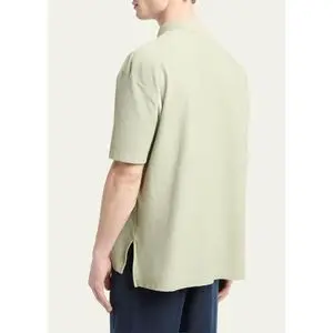 Giorgio Armani Seersucker Relaxed-fit Polo Shirt - Jade