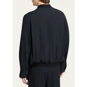 Giorgio Armani Seersucker Full-zip Bomber Jacket