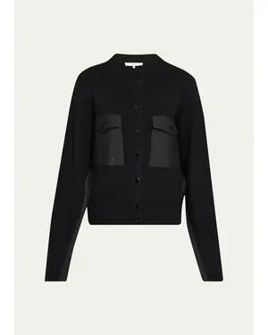 FRAME The Contrast Cashmere Cardigan - Black