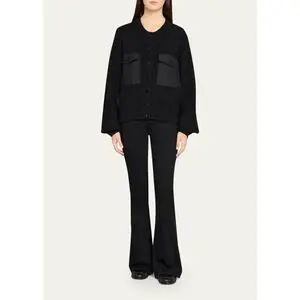 FRAME The Contrast Cashmere Cardigan - Black