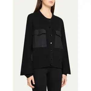 FRAME The Contrast Cashmere Cardigan - Black