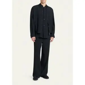 Giorgio Armani Seersucker Wide-leg Trousers
