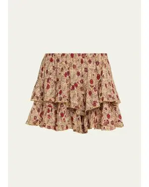 Isabel Marant Étoile Jocadia Floral Ruffled Cotton Miniskirt