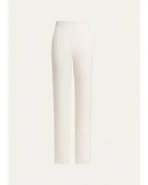 Valentino Garavani Silk Straight Trousers - Vanilla