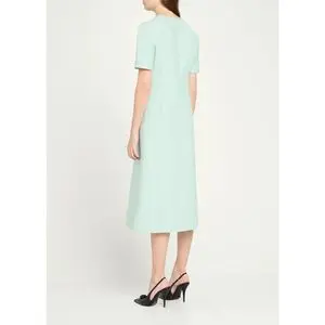 Valentino Garavani V-logo Pockets Short-sleeve Wool Silk Midi Dress