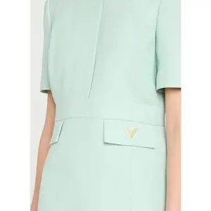 Valentino Garavani V-logo Pockets Short-sleeve Wool Silk Midi Dress