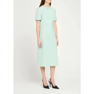 Valentino Garavani V-logo Pockets Short-sleeve Wool Silk Midi Dress