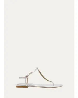 MALONE SOULIERS Kali Metallic Leather Thong Sandals