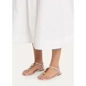 MALONE SOULIERS Kali Metallic Leather Thong Sandals
