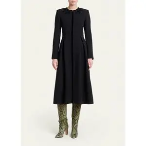 Valentino Garavani Tailored Velvet Trim Coat Dress
