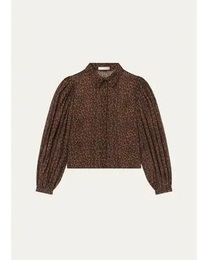 FRAME The Silk Prairie Leopard Blouse
