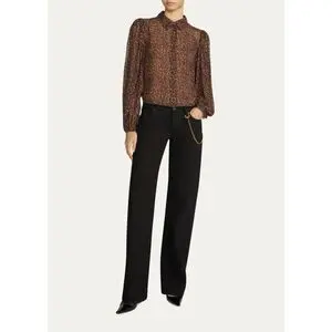 FRAME The Silk Prairie Leopard Blouse